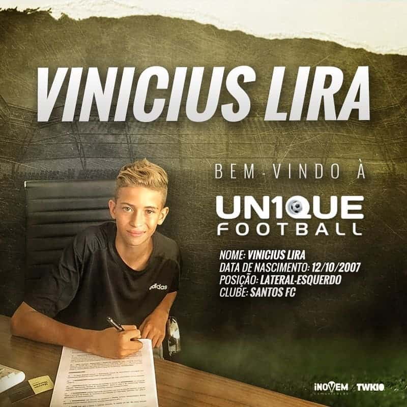 Vinicius Lira, lateral-esquerdo do Santos, é o novo cliente da Un1que Football - Un1que Football